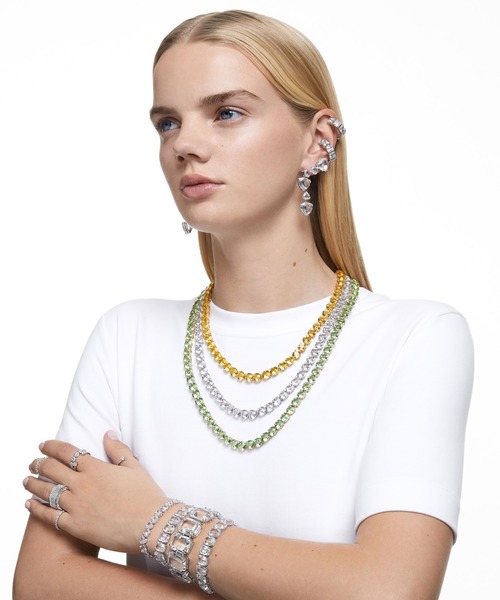 ピアス 【公式】【スワロフスキー】Millenia クリップイヤリング， スクエア・カット， ホワイト， ロジウム・プレーティング ...