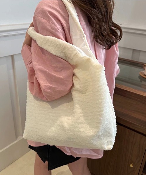 shopnikoniko トートバッグ A4 ふくれジャガード チュールレース パステルカラー レディース : ZOZOTOWN Yahoo!店 - 通販 - Yahoo!ショッピング