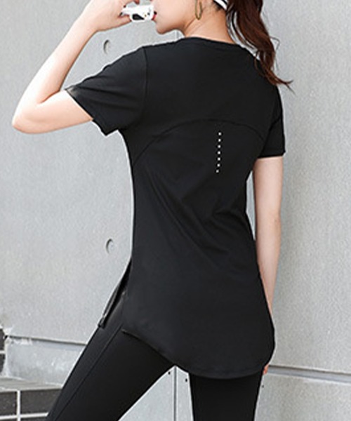 HYS SHOP レディース 半袖メッシュヨガウェアトップスチュニック「スポーツ/ピラティス/ダンス/ジム」 : ZOZOTOWN Yahoo!店 - 通販 - Yahoo!ショッピング