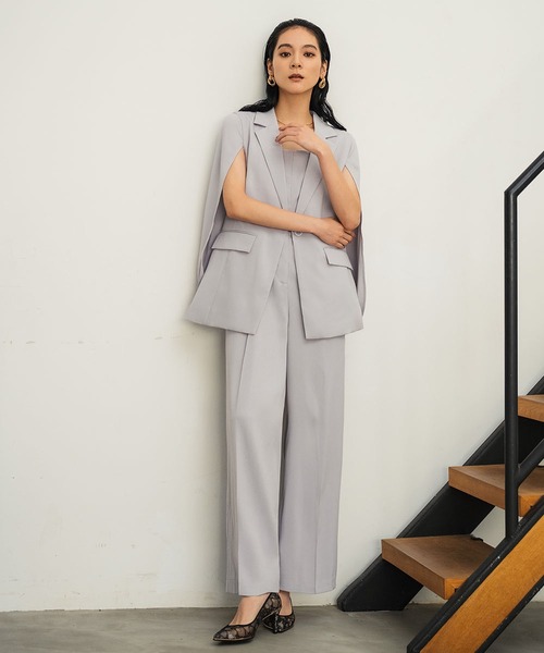 Flolia（フロリア） パンツドレス 洗える ケープジャケット