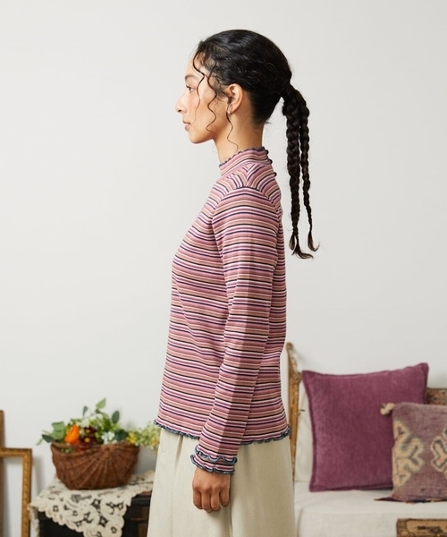 Jocomomola（ホコモモラ） tシャツ Dentado ボーダーハイネック