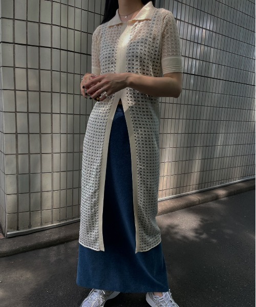 Ameri ブラウス シャツ MEDI SHEER CHECK LONG KNIT TOP レディース : ZOZOTOWN Yahoo!店 - 通販 - Yahoo!ショッピング