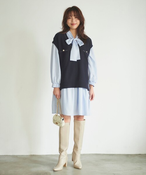 Feroux ワンピース 「セットアイテム」2WAYリボンタイ × ニット ベスト : ZOZOTOWN Yahoo!店 - 通販 - Yahoo!ショッピング