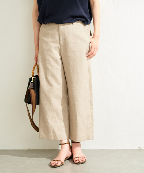 Yahoo!オークション - 「FRAMeWORK」 クロップドパンツ 40 ベージュ レ...