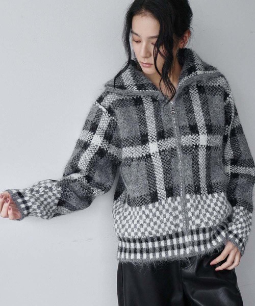 ELFRANK ブルゾン アウター 「2025AW」チェック ジャガード スタンド