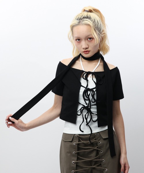 SPIRALGIRL tシャツ ストール付きレースアップトップス レディース : ZOZOTOWN Yahoo!店 - 通販 - Yahoo!ショッピング