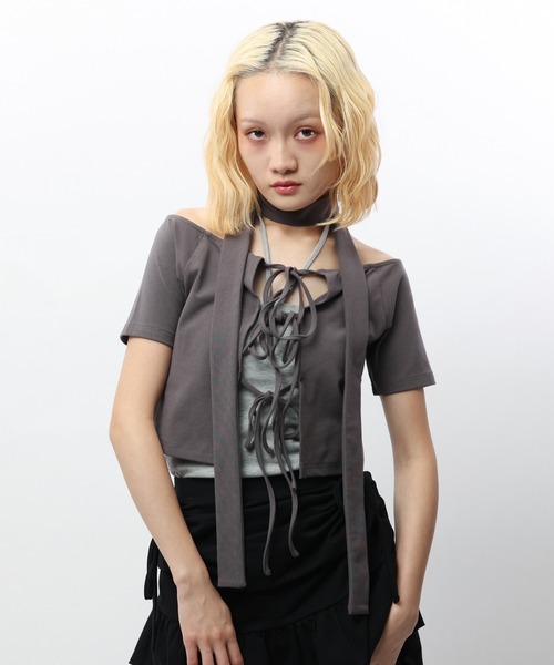 SPIRALGIRL tシャツ ストール付きレースアップトップス レディース : ZOZOTOWN Yahoo!店 - 通販 - Yahoo!ショッピング