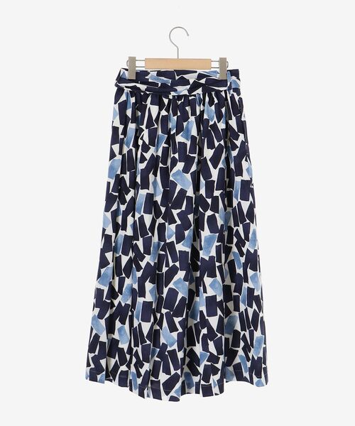 le.coeur blanc（ルクールブラン） スカート 幾何柄プリントリボン付