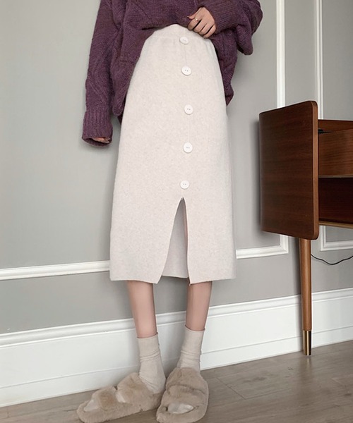 Dewlily スカート ボタンデザインスリットスカート : ZOZOTOWN Yahoo!店 - 通販 - Yahoo!ショッピング