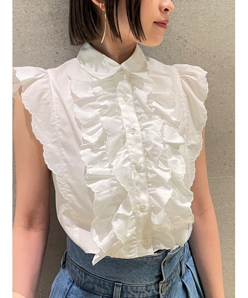 Yahoo!オークション - 「SNIDEL」 ノースリーブブラウス ONE SIZE ホワ...