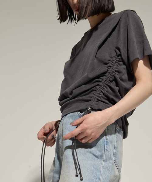STUDIOUS tシャツ 「STUDIOUS/ステュディオス」Multi Length Drawstring Tee/マルチレングスドローストリングTシャツ レディー : ZOZOTOWN ...