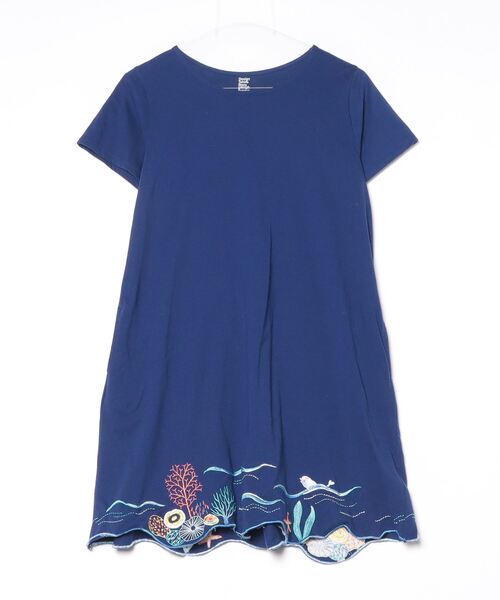 Design Tshirts Store graniph 「Design graniph」 刺繍半袖ワンピース FREE ブルー レディース ...
