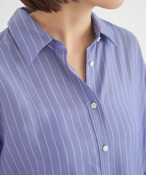 IENA（イエナ） ブラウス シャツ リヨセルストライプレギュラーシャツ