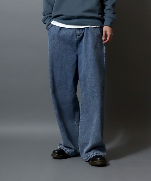 ANPAS（アンパス） ジーンズ Tuck Wide Straight Denim Pants/別注 タック ワイド ストレートデニムパンツ メンズ レディース : ZOZOTOWN ...