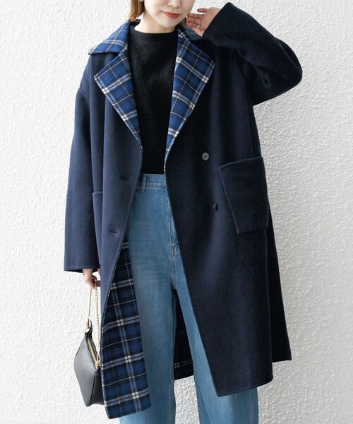 SHIPS any 「SHIPS any」 チェスターコート ONE SIZE ネイビー