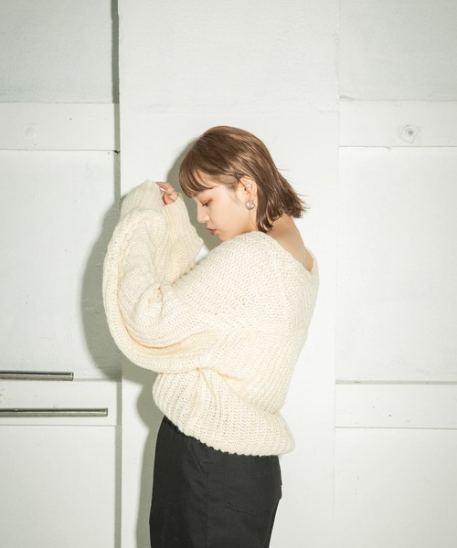 Yahoo!オークション - 「KBF」 Vネックニット ONE ライトブルー レディ...