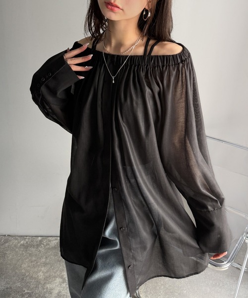 classicalelf ブラウス シャツ 着るたび煌めきときめく。2wayオフショルチュニックギャザーシアーシャツ（長袖） レディース : ZOZOTOWN Yahoo!店 - 通販 ...