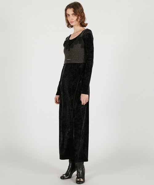 PRANK PROJECT（プランクプロジェクト） ワンピース ニットコンビベロアワンピース / Knit Combination Velour One-Piece : ZOZOTOWN ...