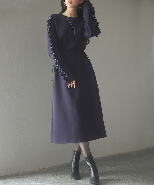 SAISON DE PAPILLON 「SAISON PAPILLON」 長袖ワンピース M ネイビー レディース : ZOZOTOWN Yahoo!店 - 通販 - Yahoo!ショッピング