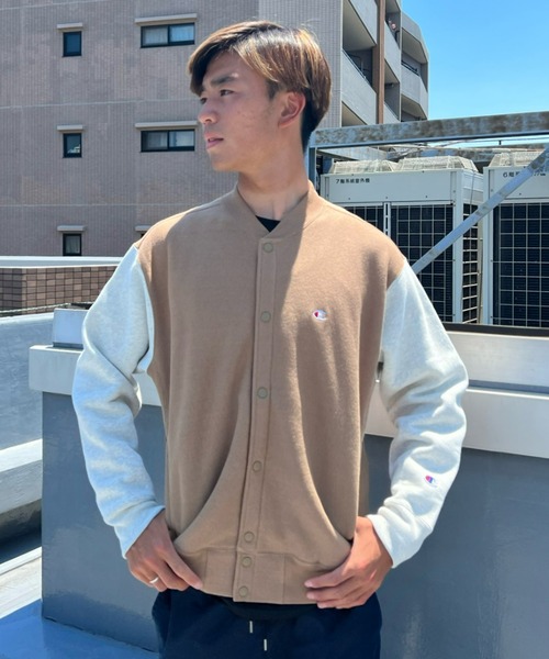 Champion スウェット CHAMPION/チャンピオン リバースウィーブ スウェットブルゾン バイカラー/ワンポイント Vネックトレーナー C3-W013 : ZOZOTOWN ...