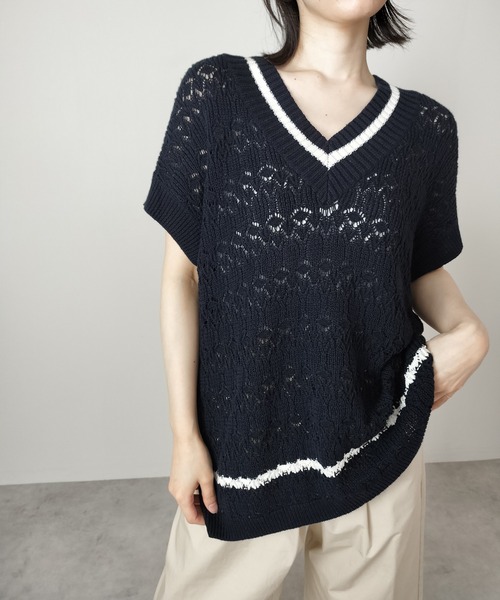 Virca ベスト ジレ Vネック透かし柄ニットベスト レディース : ZOZOTOWN Yahoo!店 - 通販 - Yahoo!ショッピング
