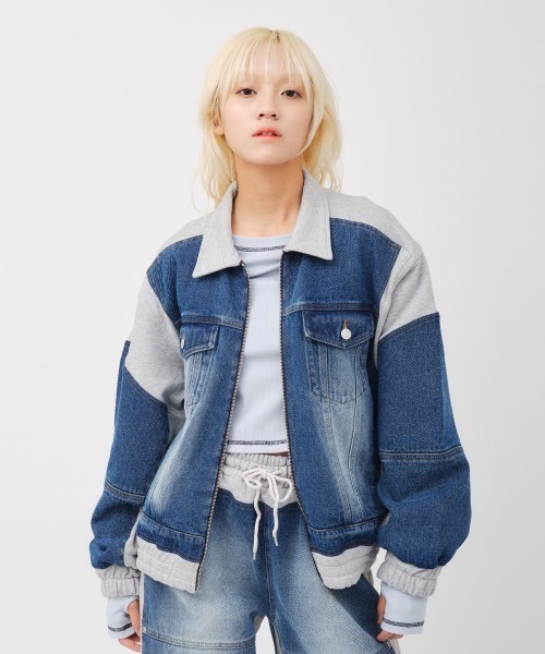 atmos girls アウター pink Denim Docking Jacket / アトモス ピンク デニム ドッキング ジャケット レディース : ZOZOTOWN Yahoo!店 ...