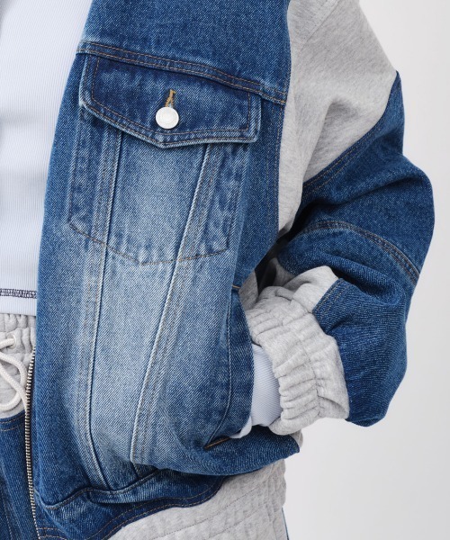 atmos girls アウター pink Denim Docking Jacket / アトモス ピンク デニム ドッキング ジャケット レディース : ZOZOTOWN Yahoo!店 ...