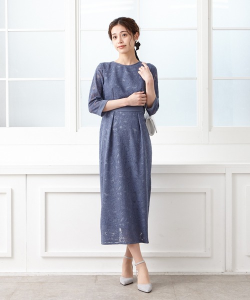 Yahoo!オークション - 「AIMER」 7分袖ワンピース SMALL ブルー レディ...