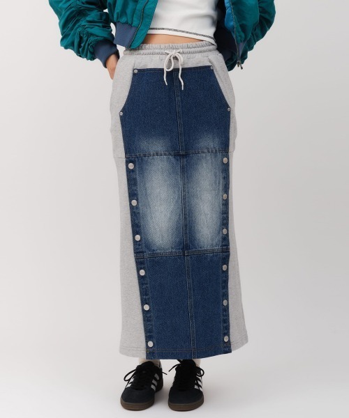 atmos girls スカート pink Denim Docking Long Skirt / アトモス ピンク デニム ドッキング ロング : ZOZOTOWN Yahoo!店 - 通販 ...