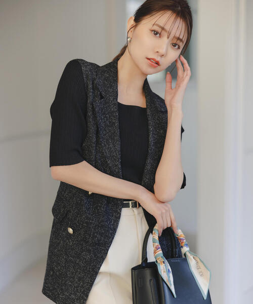 PROPORTION BODY DRESSING 「PROPORTION DRESSING」 半袖ニット MEDIUM ブラック レディース ...