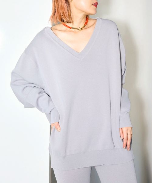 ニット ONIT 別注 MILANO RIB KNIT DEEP V-NECK LS 25SS-ON197：ニット レディース ...