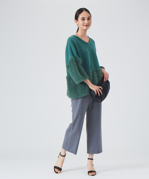 qualite（カリテ） パンツ ピンタックフレアパンツ レディース