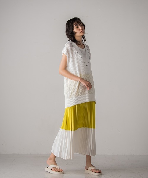 Yahoo!オークション - 「socolla」 プリーツスカート M イエロー レデ...