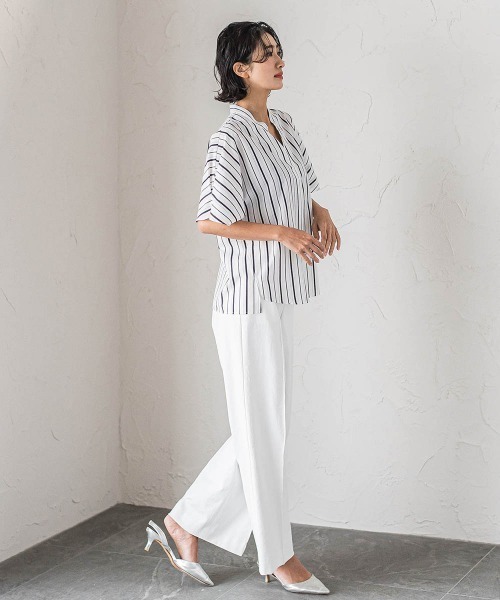 la.f（ラ・エフ） ブラウス シャツ 半袖ストライプブラウス「洗濯機