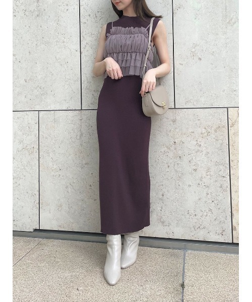 Yahoo!オークション - 「SNIDEL」 ノースリーブワンピース ONE SIZE ブ...