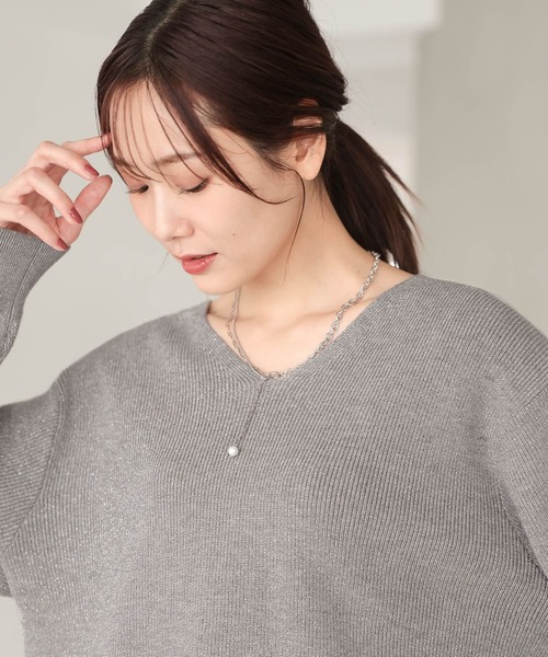 GLOBAL WORK ニット セーター メルティアゼVネックラメプルオーバー/992276 レディース : ZOZOTOWN Yahoo!店 ...