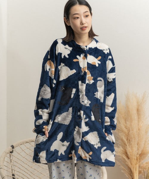 polka ルームウェア パジャマ 【 nyan de bal / ニャンデバル 】 もこもこ ふわふわ スワンネル おやすみウェア ネコ 猫 ...