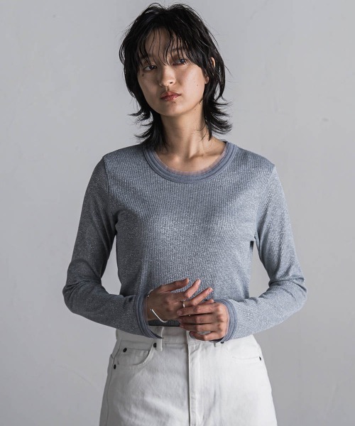 MAYSON GREY tシャツ チュール使いラメリブロングTシャツ「手洗い可能」 レディース : ZOZOTOWN Yahoo!店 - 通販 - Yahoo!ショッピング