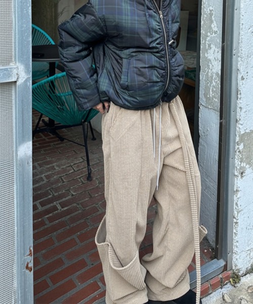 LYEON（リヨン） パンツ ロングリボン付きカバーレッグコーデュロイパンツ レディース : ZOZOTOWN Yahoo!店 - 通販 ...