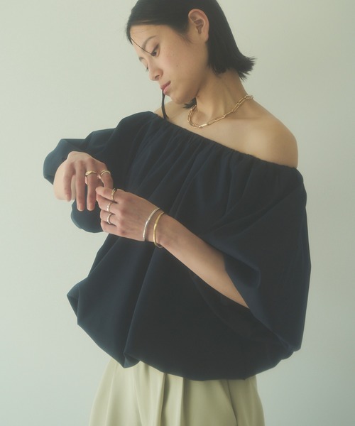 Yahoo!オークション - 「HANNE」 半袖ブラウス フリー ネイビー レディ...