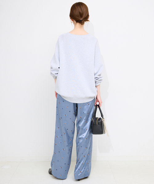 SLOBE IENA（スローブイエナ） パンツ flowerサテンストレートイージー