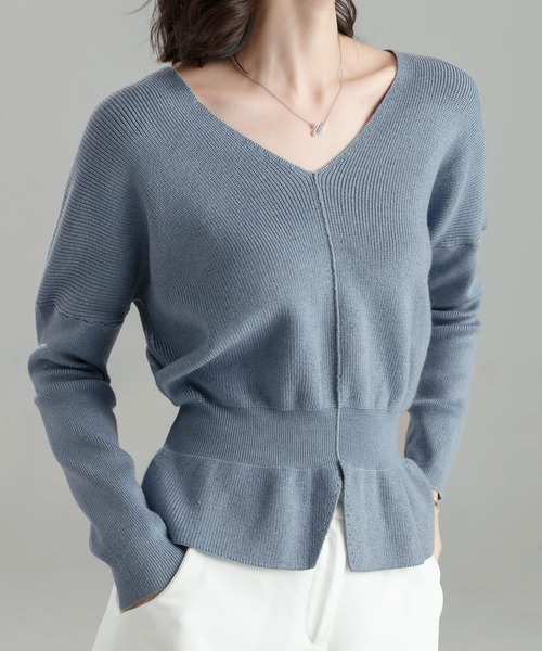 SAISON DE PAPILLON 「SAISON PAPILLON」 Vネックニット X-LARGE ライトブルー レディース : ZOZOTOWN Yahoo!店 - 通販 ...