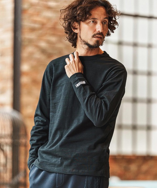 felkod（フィルコッド） tシャツ mlt5514-Barcode Embroidery Slab Long Sleeve Cut sew ...