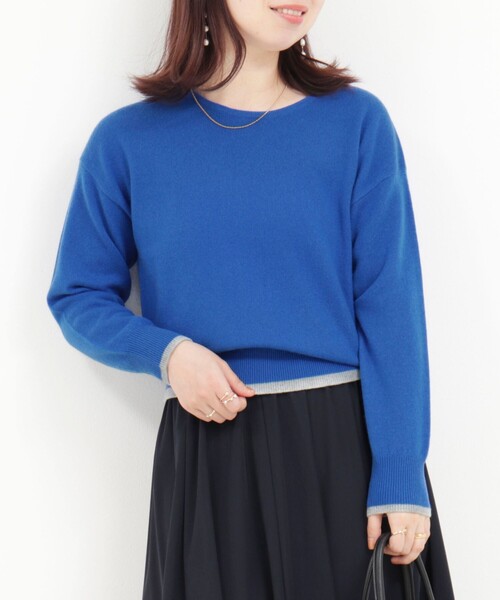 MICO COULIER ニット セーター カシミヤ100 配色クルーネックプルオーバーニット レディース : ZOZOTOWN Yahoo!店 - 通販 - Yahoo!ショッピング