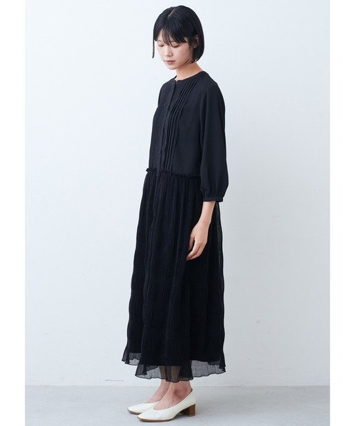 IEDIT ワンピース IEDIT ドレスライクな楊柳（ようりゅう）シアードッキングワンピース「ブラック」 : ZOZOTOWN Yahoo!店 - 通販 - Yahoo!ショッピング