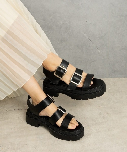 「Fabby fabby」 フラットサンダル MEDIUM ブラック レディース : ZOZOTOWN Yahoo!店 - 通販 - Yahoo!ショッピング