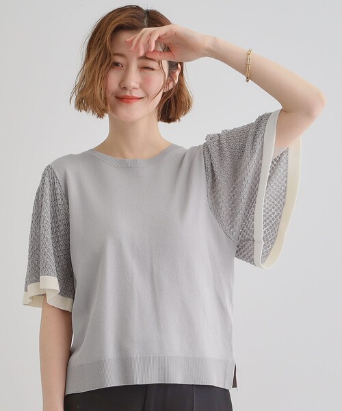 grove ニット セーター 袖透かし編みフレアースリーブニット レディース : ZOZOTOWN Yahoo!店 - 通販 - Yahoo!ショッピング