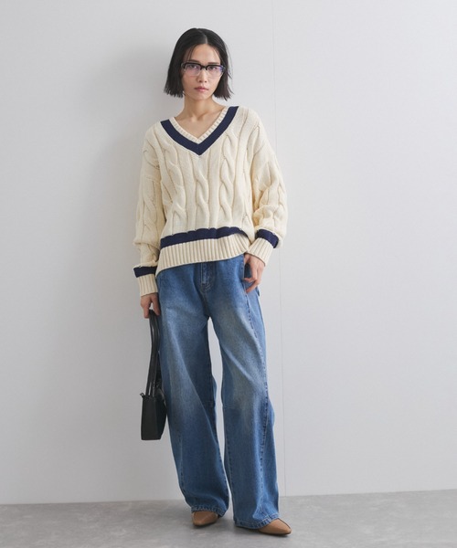 Yahoo!オークション - 「VICKY」 Vネックニット M ネイビー レディース