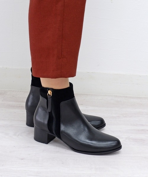 モードカオリ（MODE KAORI）/【防滑 断熱】サイドファスナーコンビブーツ/21492 MODE KAORI（モードカオリ） ブーツ 「防滑 断熱」サイドファスナー