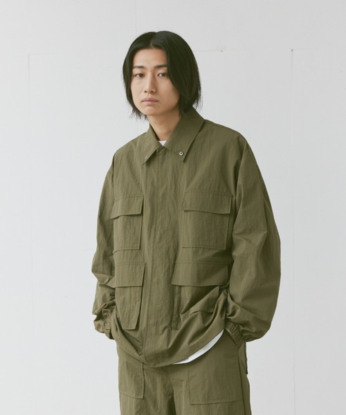 flaner ジャケット ナイロンジャケット Loose military nylon jacket/ルーズミリタリーナイロンジャケット ...